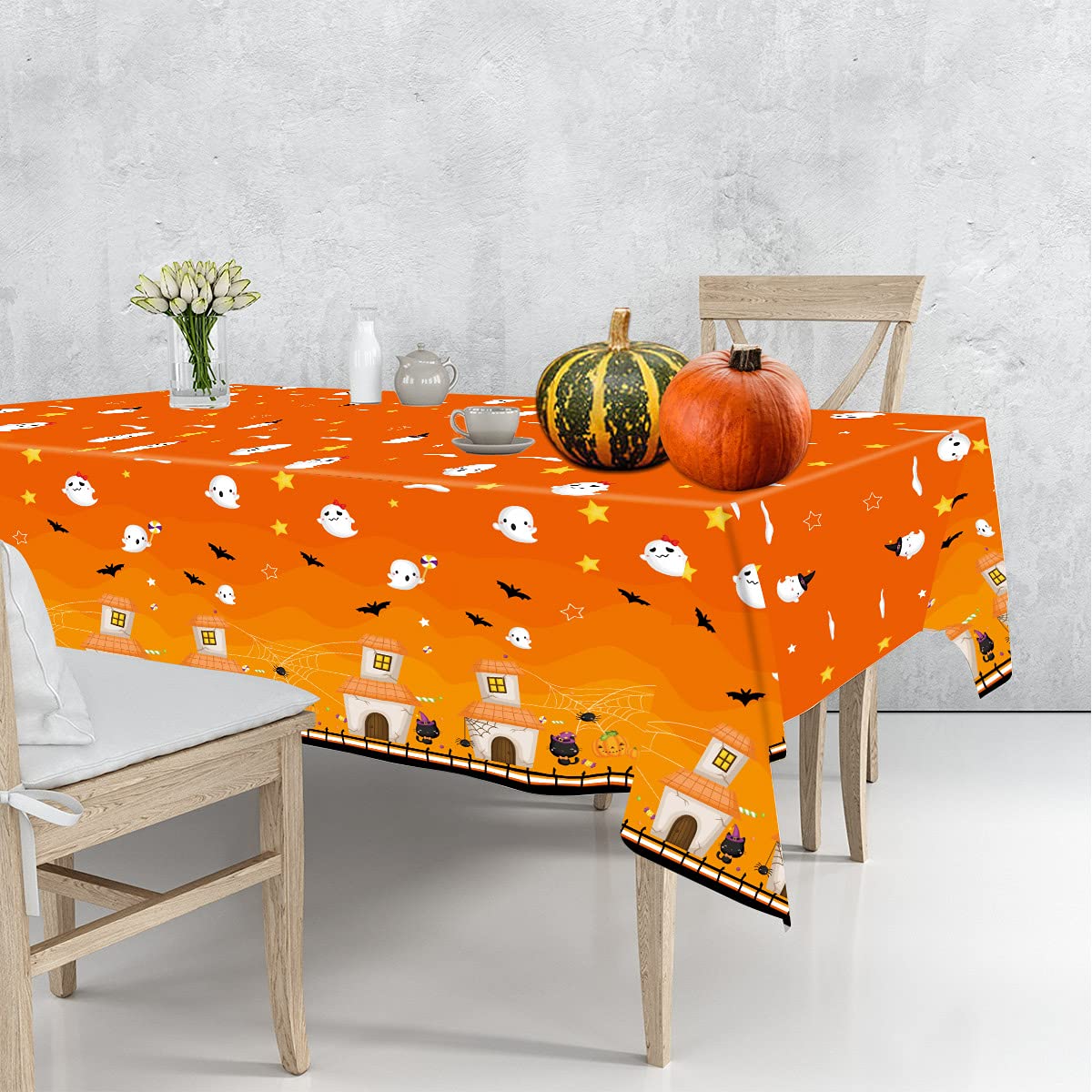 Fancy Land Halloween Tablecloths 3 Pack Halloween Plastic Kids Party Decorations 54 x 108 Halloween Disposable Table Cover