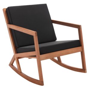 safavieh outdoor collection vernon wood cushion rocking chair pat7013x, natural/black