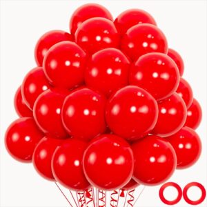 100pcs red balloons, 12 inch red latex party balloons helium quality for like birthday party,wedding, anniversary, christmas or vanlentine's party decoration (with red ribbon)…