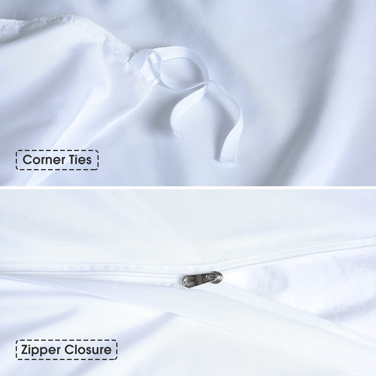 David's Home Duvet Cover Queen Size White, Soft Lightweight Cover with Zipper Closure Corner Ties, 3 Pieces Brushed Microfiber Bedding for Spring Summer, 1 Duvet Cover 90x90 Inches 2 Pillow Shams