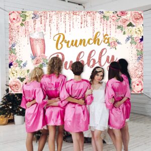 Tegeme Rose Gold Bridal Shower Brunch Backdrop Decoration 6 x 4 FT Bar Banner Pink Champagne Background for Wedding Bachelorette Birthday Party Supplies, Photo Booth Props Decor