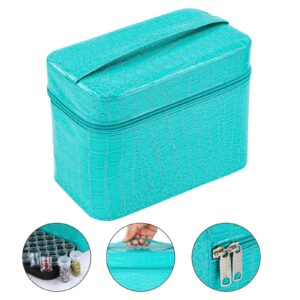 VTYHYJ Diamond Painting Storage Box 84 Slots Diamond Art Carrying Case Diamond Embroidery Organizer Fashion PU Bag for Dots Rhinestones Beads (Blue)