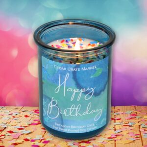 Happy Birthday Candle - Vanilla Buttercream Birthday Cake Scented Soy Wax Candle with Sprinkles for Home, Happy Birthday Gifts for Women, Best Friends Women Gift, Cedar Crate Market - Made in The USA