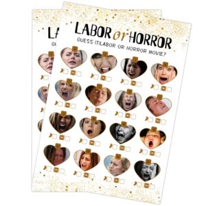 muruseni labor or horror baby shower game-31 cards(including answers),gender reveal party,for mom, dad, kids, women, men, gender neutral unisex set