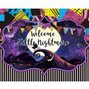 Allenjoy Welcome Little Baby Shower Backdrop for Newborn Girl Boy Halloween Pumpkin Trunk Trick or Treat Oh Baby Birthday Costume Party Supplies Decorations Banner Gifts Favors Background