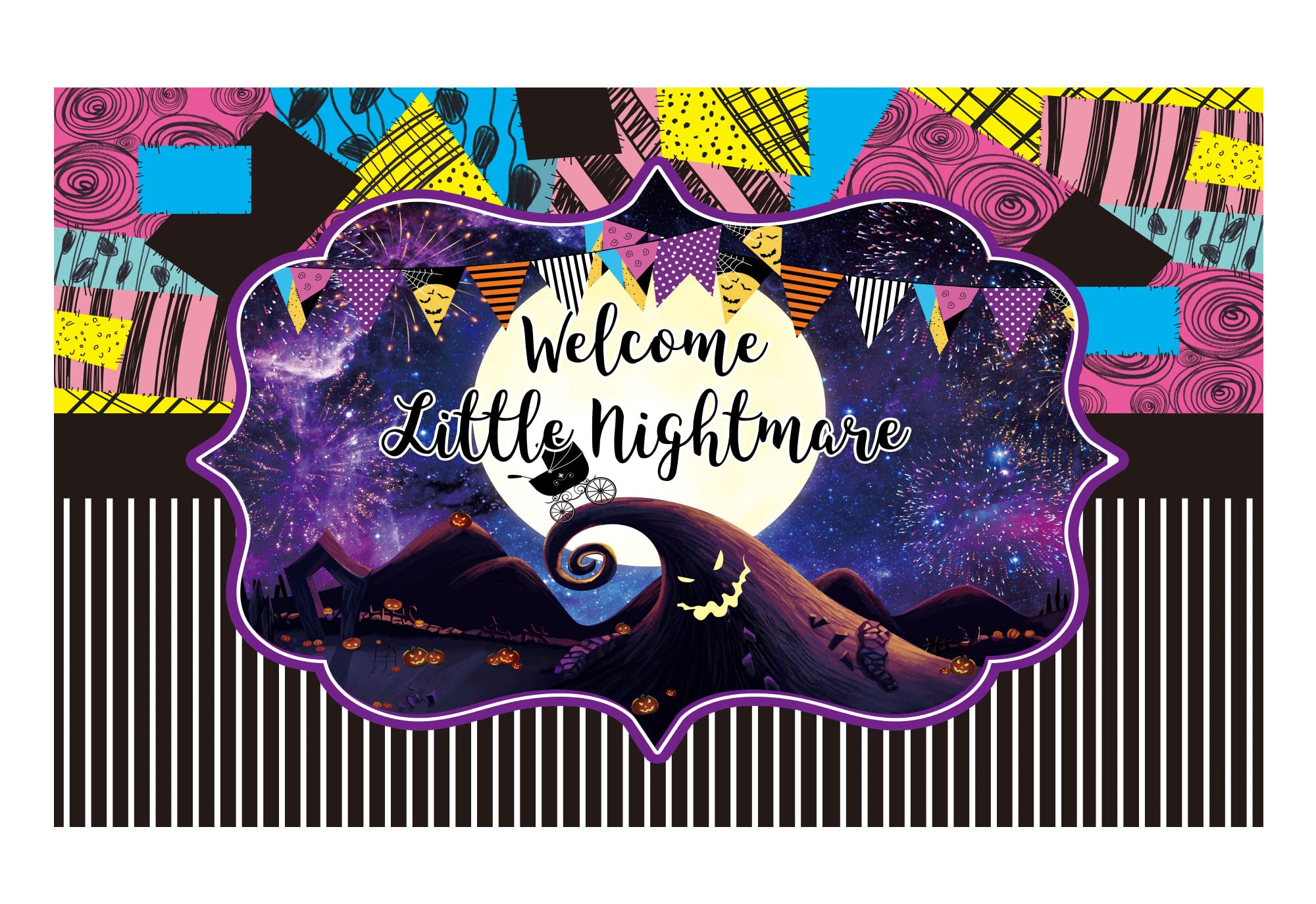 Allenjoy Welcome Little Baby Shower Backdrop for Newborn Girl Boy Halloween Pumpkin Trunk Trick or Treat Oh Baby Birthday Costume Party Supplies Decorations Banner Gifts Favors Background