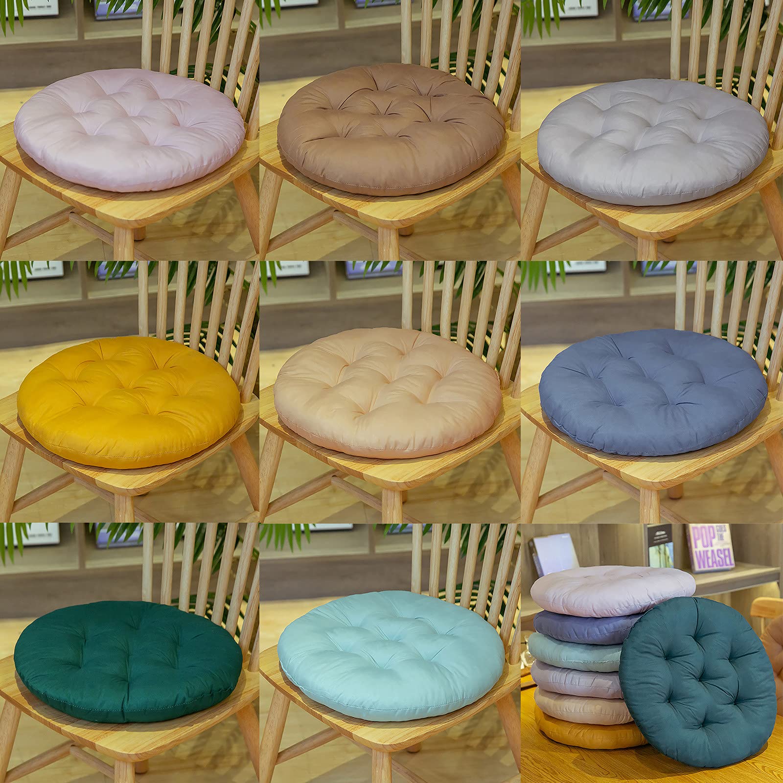 Round Chair Cushions,Indoor/Outdoor Round Seat Cushions Chair Seat Pad Floor Cushion Pillow Round Stool Pad for Garden Patio Furniture,Round Chair Pad Cushions for Kitchen Dining,Home,Office (A1/14in)