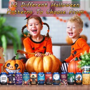 12 Pieces Halloween Can Cooler Sleeve Insulated Collapsible Can Sleeves Neoprene Beer Can Sleeves Reusable Can Coolers for Halloween Party Supplies 12 oz Cold Drinks Beer Can, 4 x 4 Inch