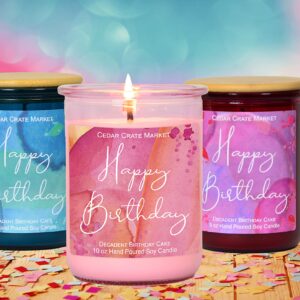 Happy Birthday Candle - Vanilla Buttercream Birthday Cake Scented Soy Wax Candle with Sprinkles for Home, Happy Birthday Gifts for Women, Best Friends Women Gift, Cedar Crate Market - Made in The USA