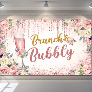 tegeme rose gold bridal shower brunch backdrop decoration 6 x 4 ft bar banner pink champagne background for wedding bachelorette birthday party supplies, photo booth props decor