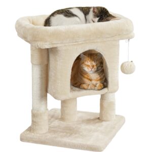 yaheetech 23.5in cat tree tower, cat condo with sisal-covered scratching posts, cat house activity center furniture for kittens, cats and pets - beige