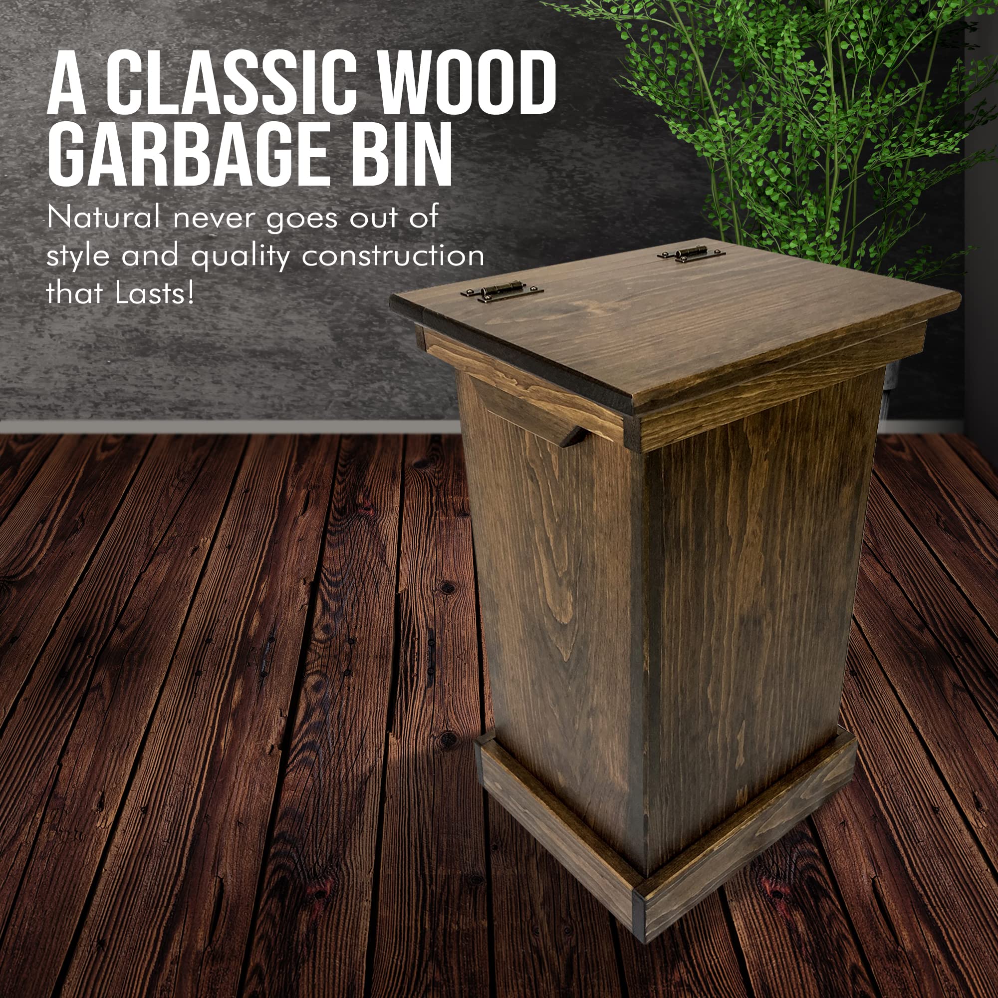 Peaceful Classics Wood Garbage Bin Cabinet - Wooden Trash Can w/Hidden Design, Stylish Kitchen Garbage Can, Amish Made Cabinet Hidden Trash Can, Handmade Waste Bin Cabinet Storage (Special Walnut)