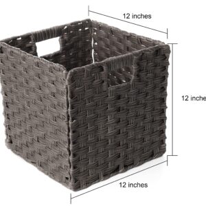 Foldable Synthetic Plastic Wicker Storage Basket with Iron Wire Frame By Blue Ridge Basket Company (Set of 4)