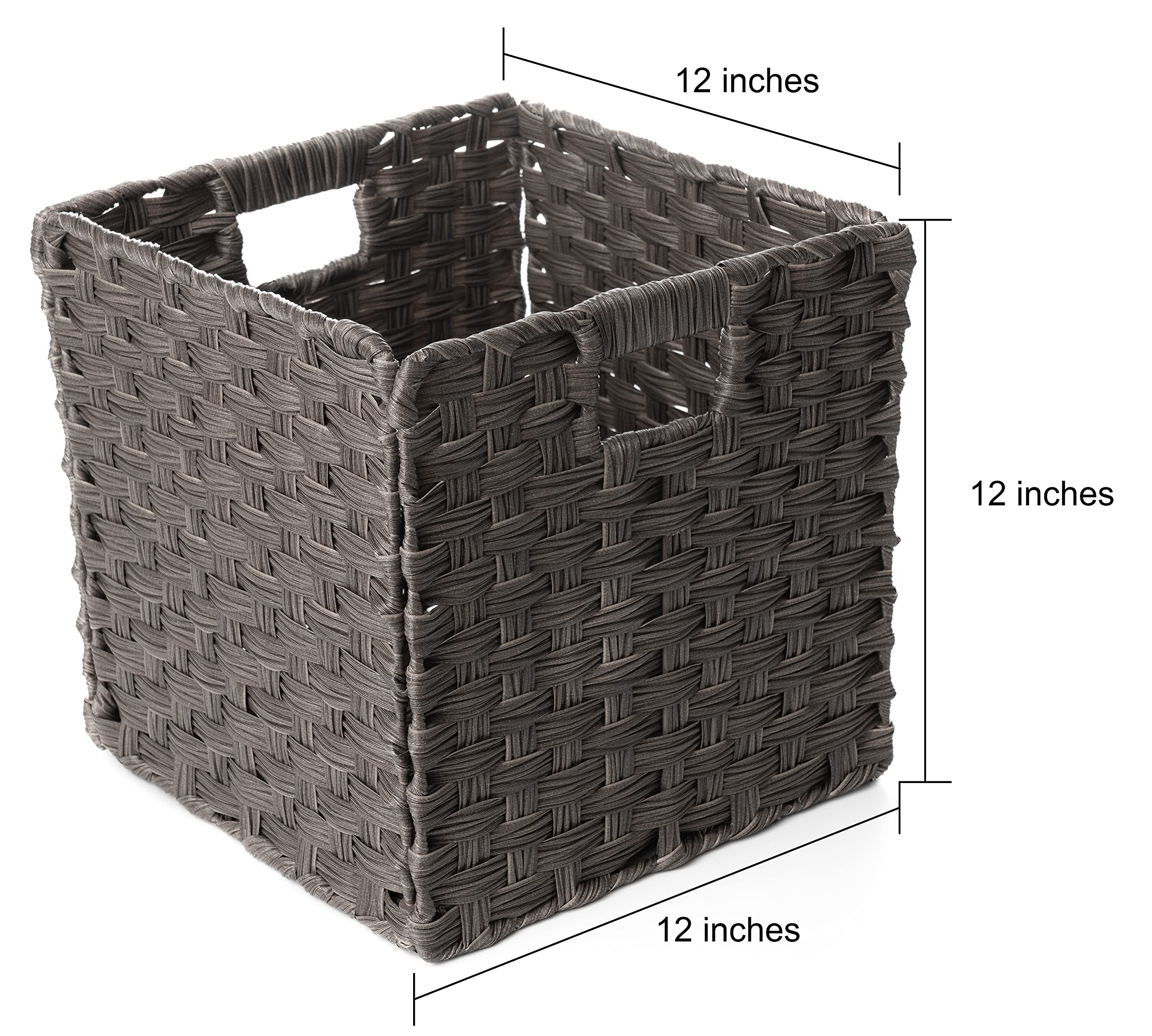 Foldable Synthetic Plastic Wicker Storage Basket with Iron Wire Frame By Blue Ridge Basket Company (Set of 4)