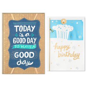 hallmark pack of 2 birthday cards (good day and cupcake)