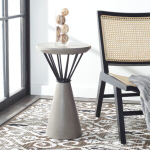 safavieh outdoor collection akiko modern dark grey concrete round accent table (fully assembled)