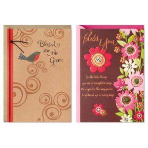 hallmark mahogany religious thank you cards, pack of 2 (blessed) for nurses day, administrative professionals day, clergy and more