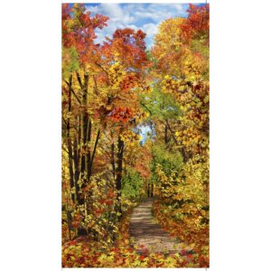 timeless treasures fall foliage 24" scenic panel multi, fabric by the yard