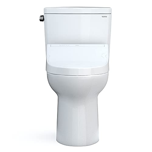 TOTO Drake WASHLET - Two-Piece Elongated 1.28 GPF Universal Height TORNADO FLUSH Toilet with C5 Bidet Seat, 10 Inch Rough-In, Cotton White - MW7763084CEFG.10#01