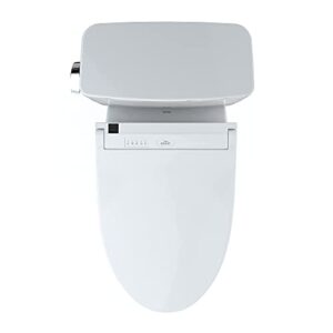 TOTO Drake WASHLET - Two-Piece Elongated 1.28 GPF Universal Height TORNADO FLUSH Toilet with C5 Bidet Seat, 10 Inch Rough-In, Cotton White - MW7763084CEFG.10#01