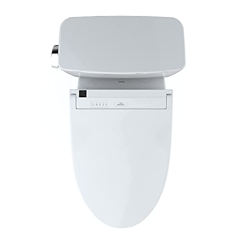 TOTO Drake WASHLET - Two-Piece Elongated 1.28 GPF Universal Height TORNADO FLUSH Toilet with C5 Bidet Seat, 10 Inch Rough-In, Cotton White - MW7763084CEFG.10#01