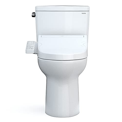 TOTO Drake WASHLET+ Two-Piece Elongated 1.6 GPF Universal Height TORNADO FLUSH Toilet with C2 Bidet Seat, Cotton White - MW7763074CSFG#01