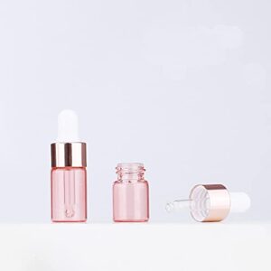 30 Pack Glass Dropper Bottles with Dropper Pipettes,2ml Essential Oil Bottles Dropping Bottles Rose gold Cap Refillable Container Perfume Empty Travel Sample Vials Essence Liquid Cosmetic Containers