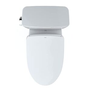 TOTO Drake WASHLET+ Two-Piece Elongated 1.6 GPF TORNADO FLUSH Toilet with Auto Flush, Cotton White - MW7763056CSGA#01