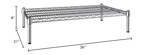 21" x 36" NSF Chrome Dunnage Shelf with 8" Posts. Wire Shelving Unit Wire Rack Wire Shelves Pantry Shelf Kitchen Shelves Storage Shelving Metal Storage Shelves Pantry Shelving