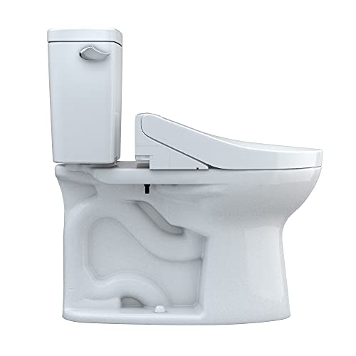 TOTO Drake WASHLET - Two-Piece Elongated 1.28 GPF Universal Height TORNADO FLUSH Toilet with C5 Bidet Seat, 10 Inch Rough-In, Cotton White - MW7763084CEFG.10#01