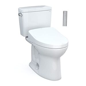 toto drake washlet+ two-piece elongated 1.6 gpf tornado flush toilet with auto flush, cotton white - mw7763056csga#01