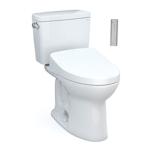 TOTO Drake WASHLET+ Two-Piece Elongated 1.6 GPF TORNADO FLUSH Toilet with Auto Flush, Cotton White - MW7763056CSGA#01