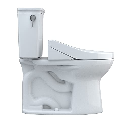 TOTO Drake Transitional WASHLET+ Two-Piece Elongated 1.28 GPF Universal Height TORNADO FLUSH Toilet with C5 Bidet Seat, Cotton White - MW7863084CEFG.10#01