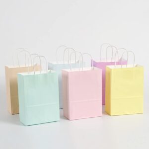 AZOWA Gift Bags Small Kraft Paper Bags with Handles (6.3 x 3.1 x 8.6 in, Pastel Blue, 12 CT)