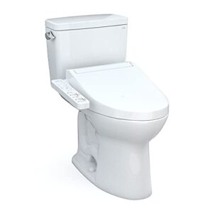 toto drake washlet+ two-piece elongated 1.6 gpf universal height tornado flush toilet with c2 bidet seat, cotton white - mw7763074csfg#01