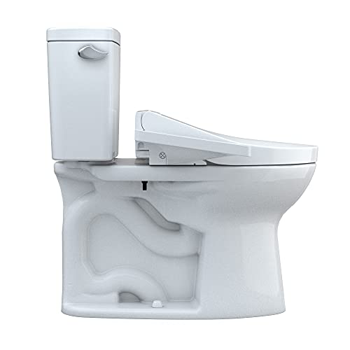 TOTO Drake WASHLET+ Two-Piece Elongated 1.6 GPF Universal Height TORNADO FLUSH Toilet with C2 Bidet Seat, Cotton White - MW7763074CSFG#01