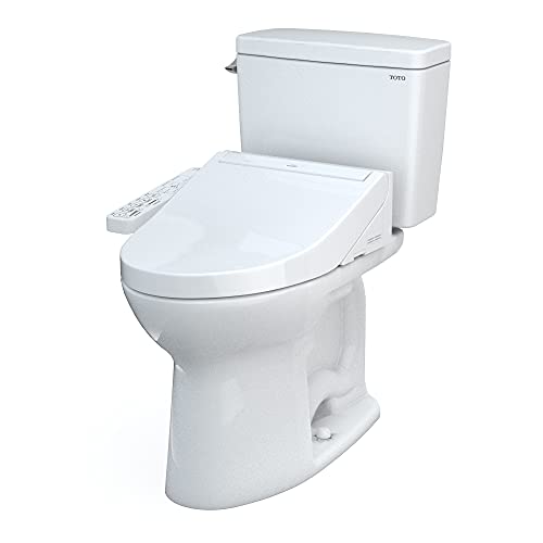 TOTO Drake WASHLET+ Two-Piece Elongated 1.6 GPF Universal Height TORNADO FLUSH Toilet with C2 Bidet Seat, Cotton White - MW7763074CSFG#01