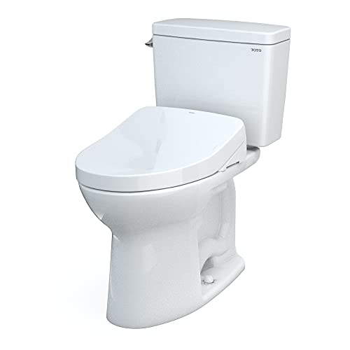 TOTO Drake WASHLET+ Two-Piece Elongated 1.6 GPF TORNADO FLUSH Toilet with Auto Flush, Cotton White - MW7763056CSGA#01