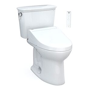 toto drake transitional washlet+ two-piece elongated 1.28 gpf universal height tornado flush toilet with c5 bidet seat, cotton white - mw7863084cefg.10#01