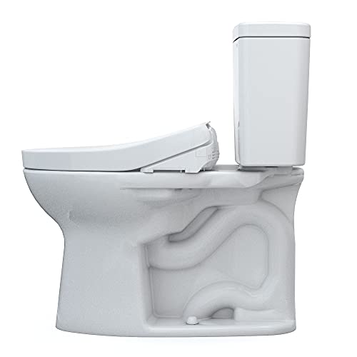 TOTO Drake WASHLET+ Two-Piece Elongated 1.6 GPF TORNADO FLUSH Toilet with Auto Flush, Cotton White - MW7763056CSGA#01