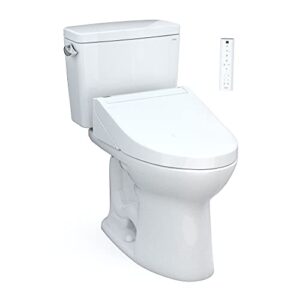 toto drake washlet - two-piece elongated 1.28 gpf universal height tornado flush toilet with c5 bidet seat, 10 inch rough-in, cotton white - mw7763084cefg.10#01