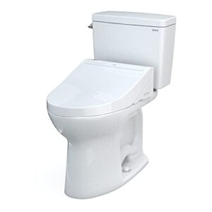 TOTO Drake WASHLET - Two-Piece Elongated 1.28 GPF Universal Height TORNADO FLUSH Toilet with C5 Bidet Seat, 10 Inch Rough-In, Cotton White - MW7763084CEFG.10#01