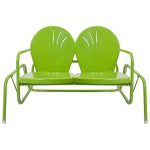 northlight outdoor retro metal tulip double glider patio chair, 48.25", lime green