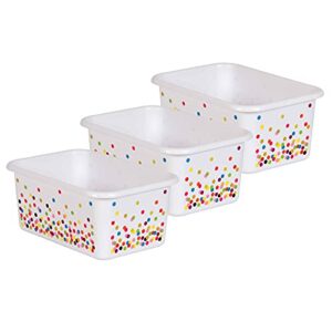 teacher created resources® confetti small plastic storage bin, pack of 3