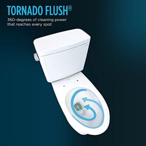 TOTO Drake WASHLET - Two-Piece Elongated 1.28 GPF Universal Height TORNADO FLUSH Toilet with C5 Bidet Seat, 10 Inch Rough-In, Cotton White - MW7763084CEFG.10#01