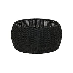 Household Essentials Handwoven Resin Storage Stool Ottoman, Black