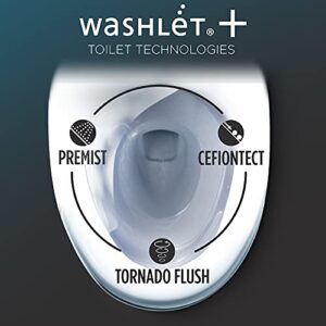 TOTO Drake WASHLET - Two-Piece Elongated 1.28 GPF Universal Height TORNADO FLUSH Toilet with C5 Bidet Seat, 10 Inch Rough-In, Cotton White - MW7763084CEFG.10#01