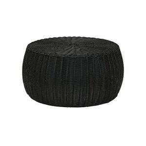 household essentials handwoven resin storage stool ottoman, black