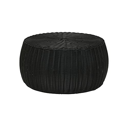 Household Essentials Handwoven Resin Storage Stool Ottoman, Black