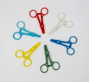 tubing clamp, multi color, bag of 10, made in usa oc10-m each 10-pack includes:2 red, 2 blue, 2 white, 2 yellow + 2 green